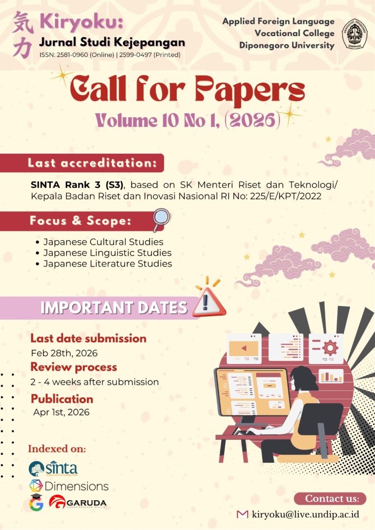 Call for Papers 2026: Jurnal Kiryoku (SINTA 3) Universitas Diponegoro Membuka Penerimaan Naskah ...